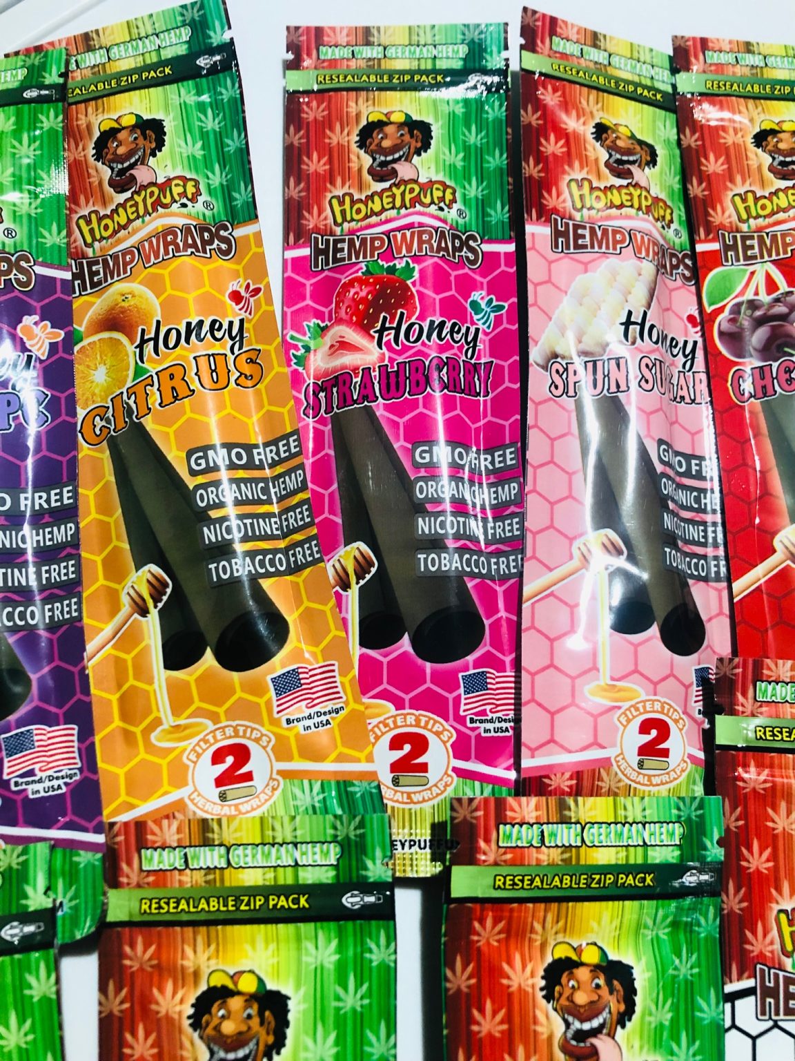 2 PACKET HONEYPUFF HEMP WRAPS MANGO STRAWBERRY - Bongz Australia