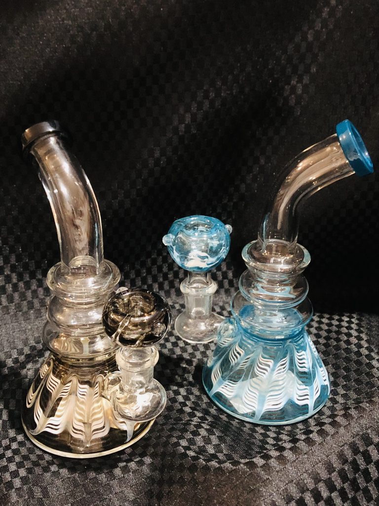 3-ring 17cm Brown "Dab-rig" Glass waterpipe - Bongz Australia