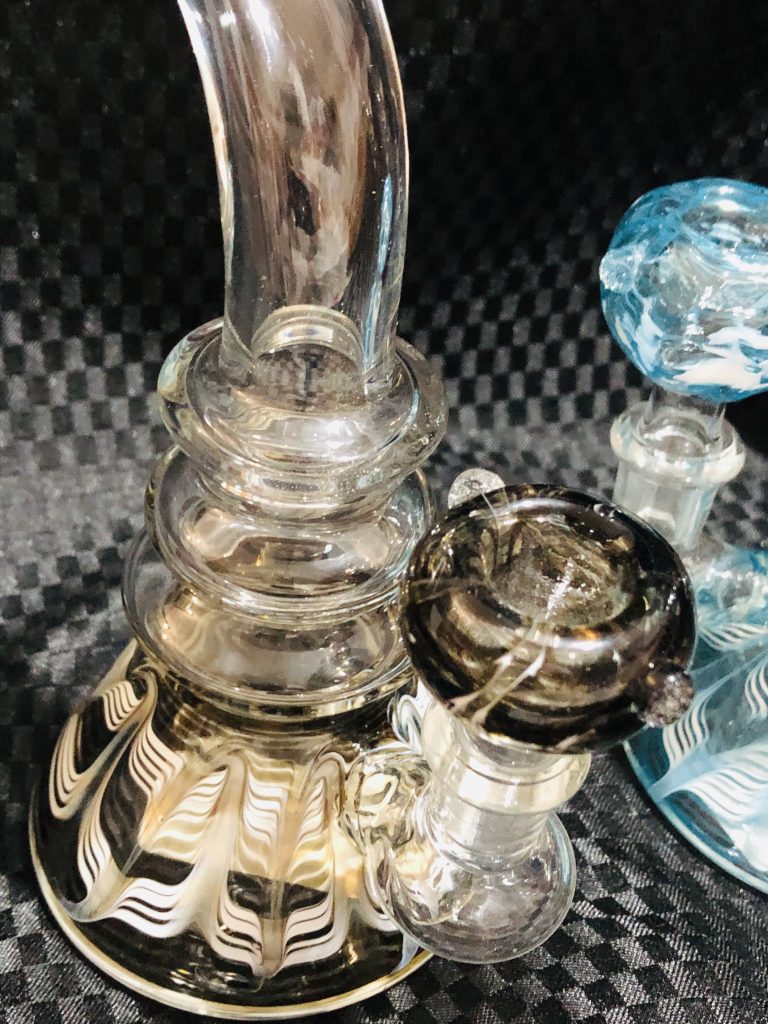 3-ring 17cm Brown "Dab-rig" Glass waterpipe - Bongz Australia